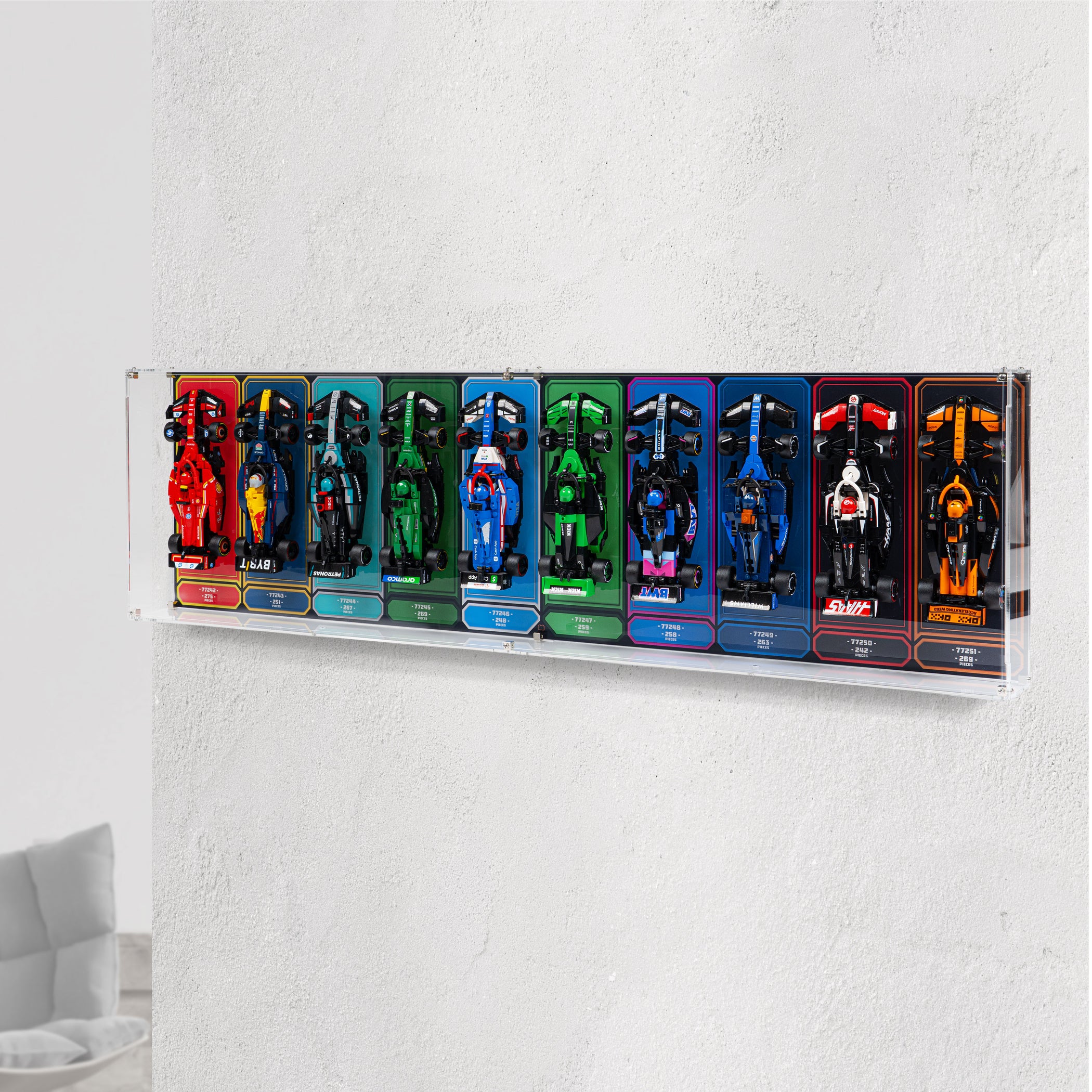 Display Case for 10 x LEGO Speed Champions Formula 1 Range — Wicked Brick