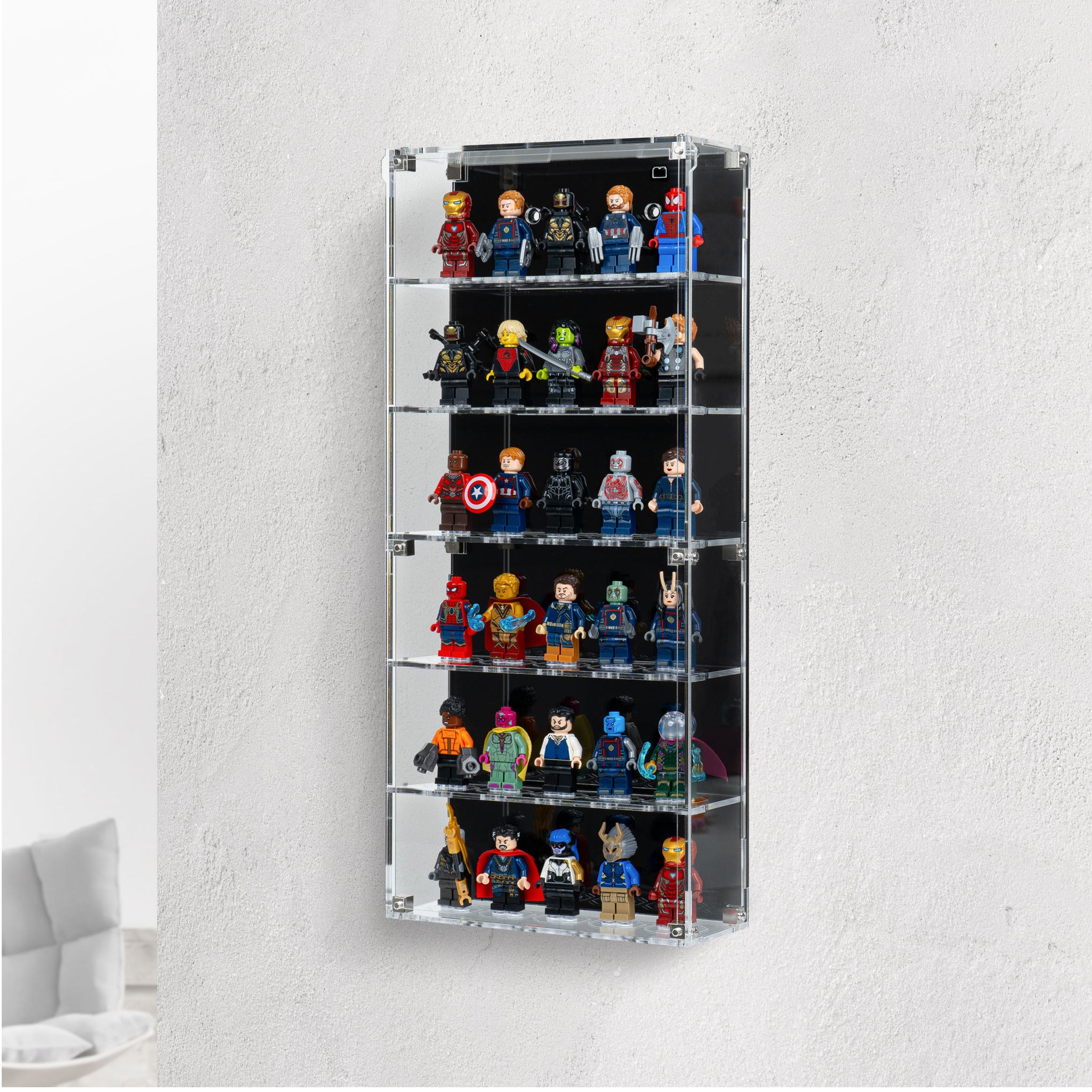 Wall Mounted Tiered Display Cases for LEGO® Minifigures — Wicked Brick
