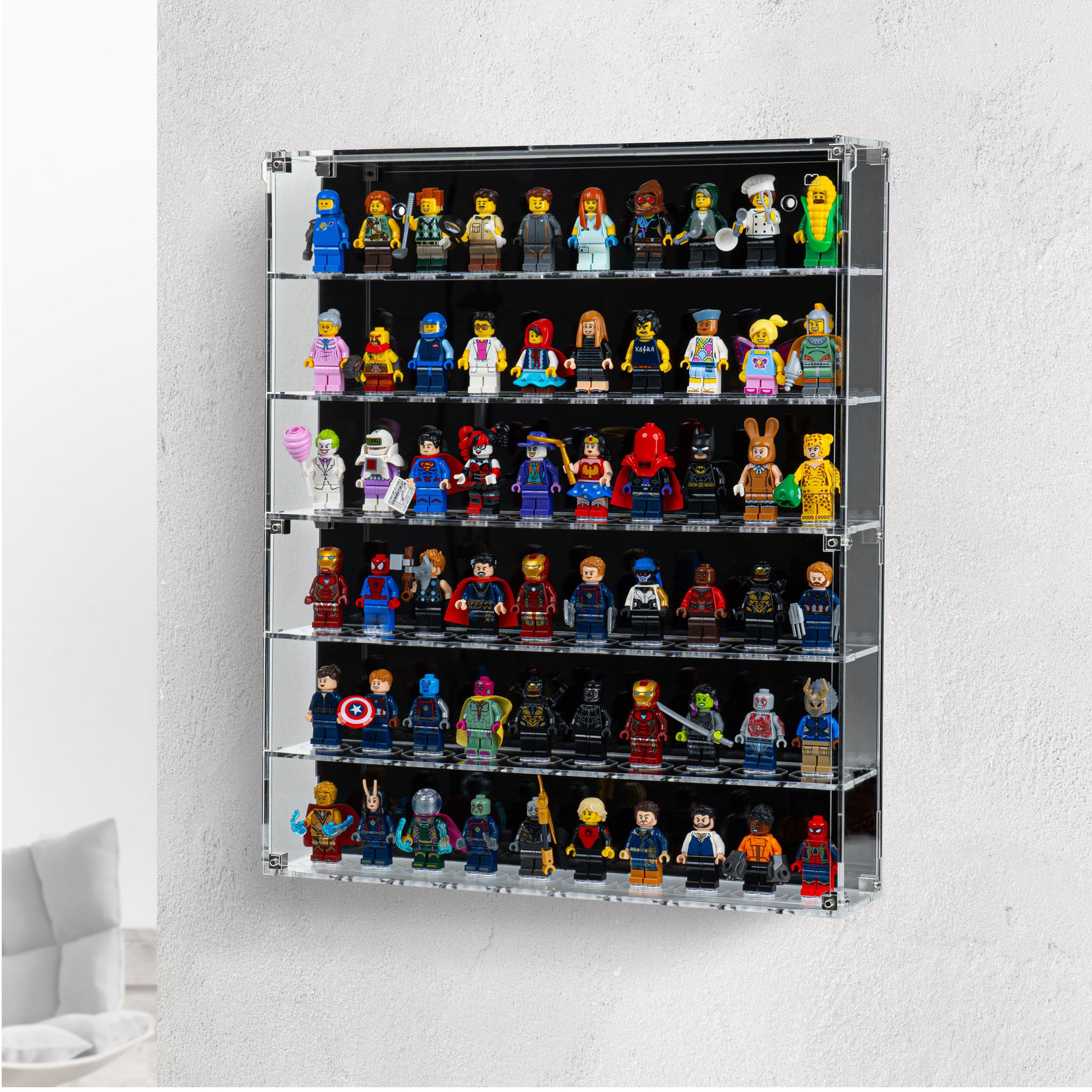 Wall Mounted Tiered Display Cases for LEGO® Minifigures — Wicked Brick