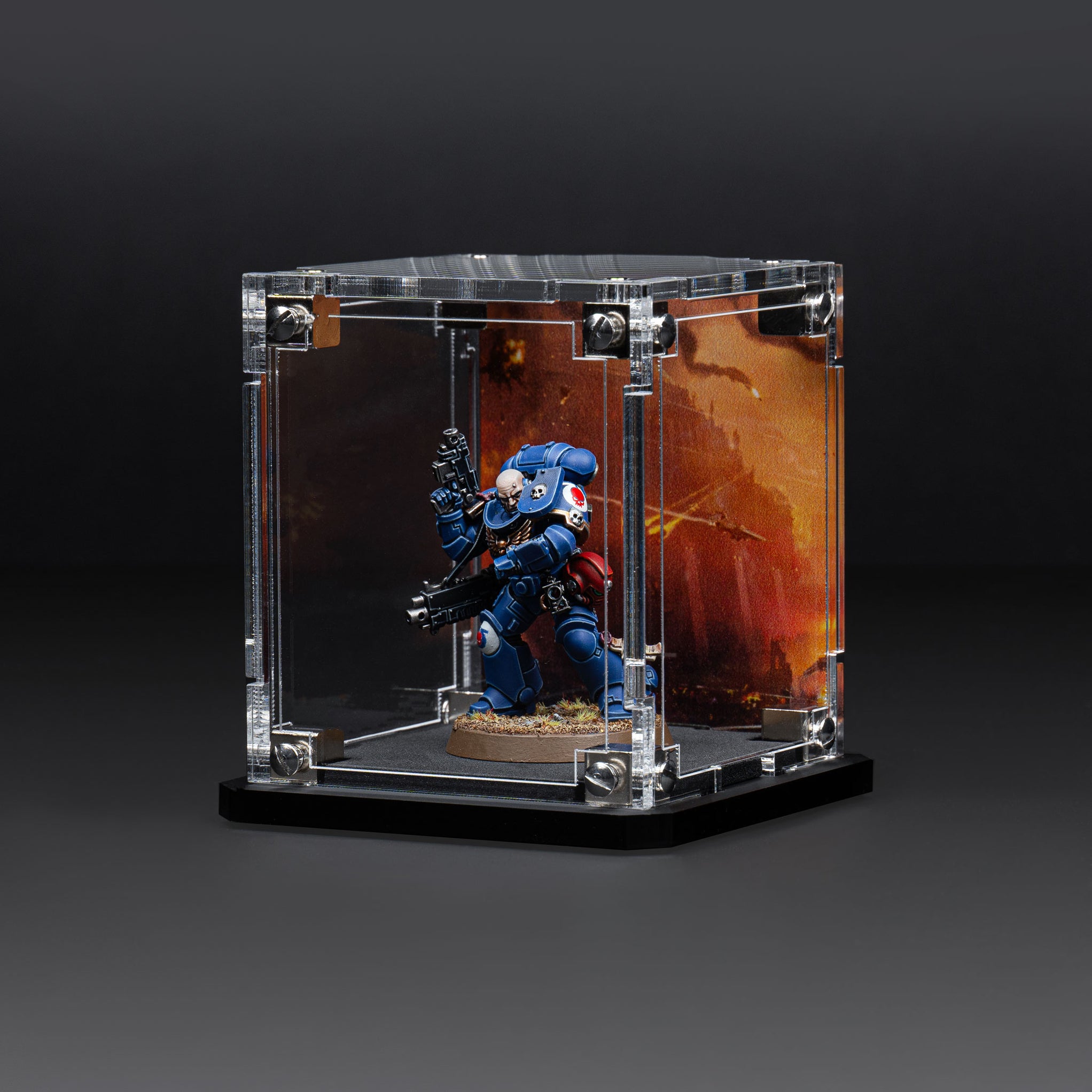 Display Case for Warhammer Miniature with Endless War Background ...