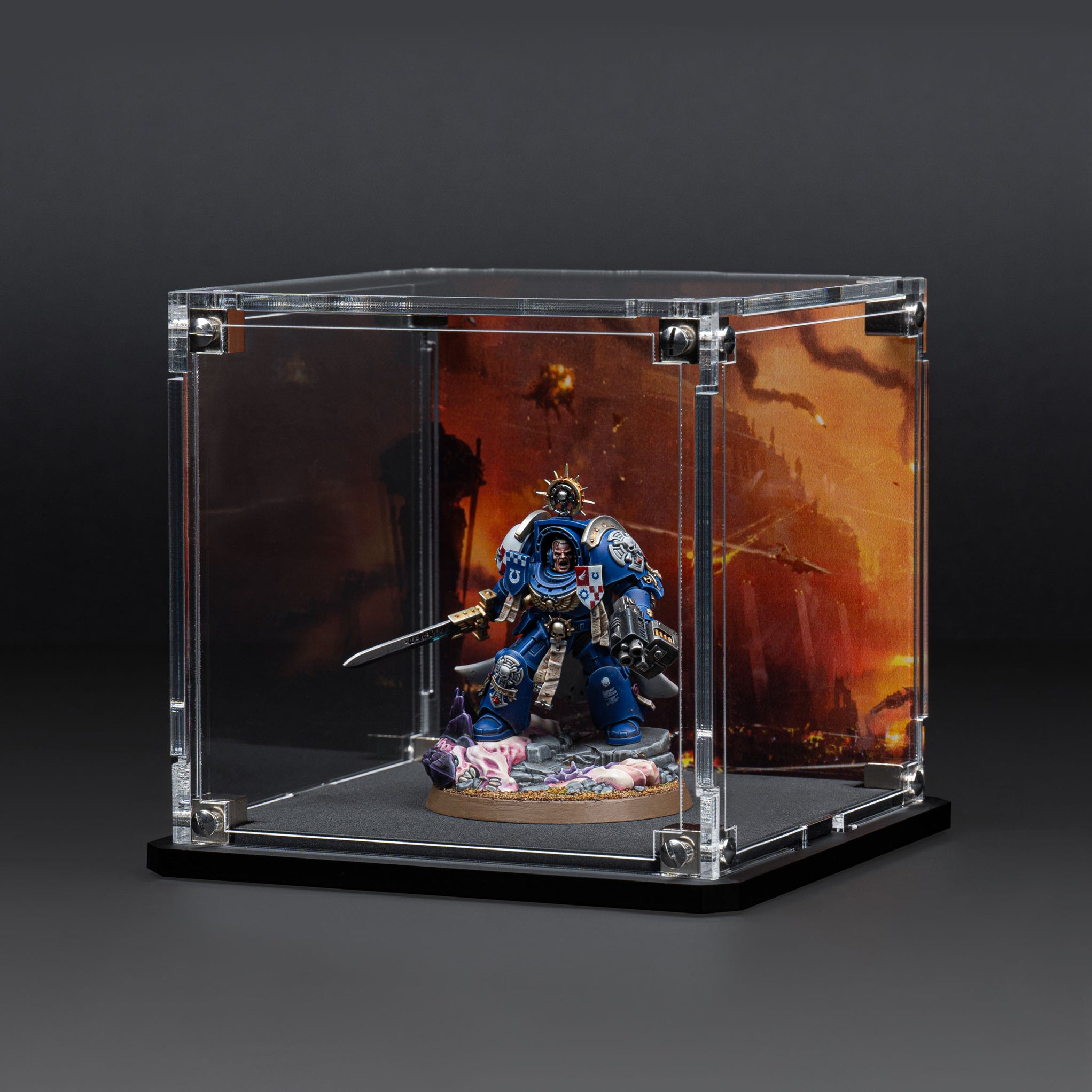 Display Case for Warhammer Miniature with Endless War Background ...
