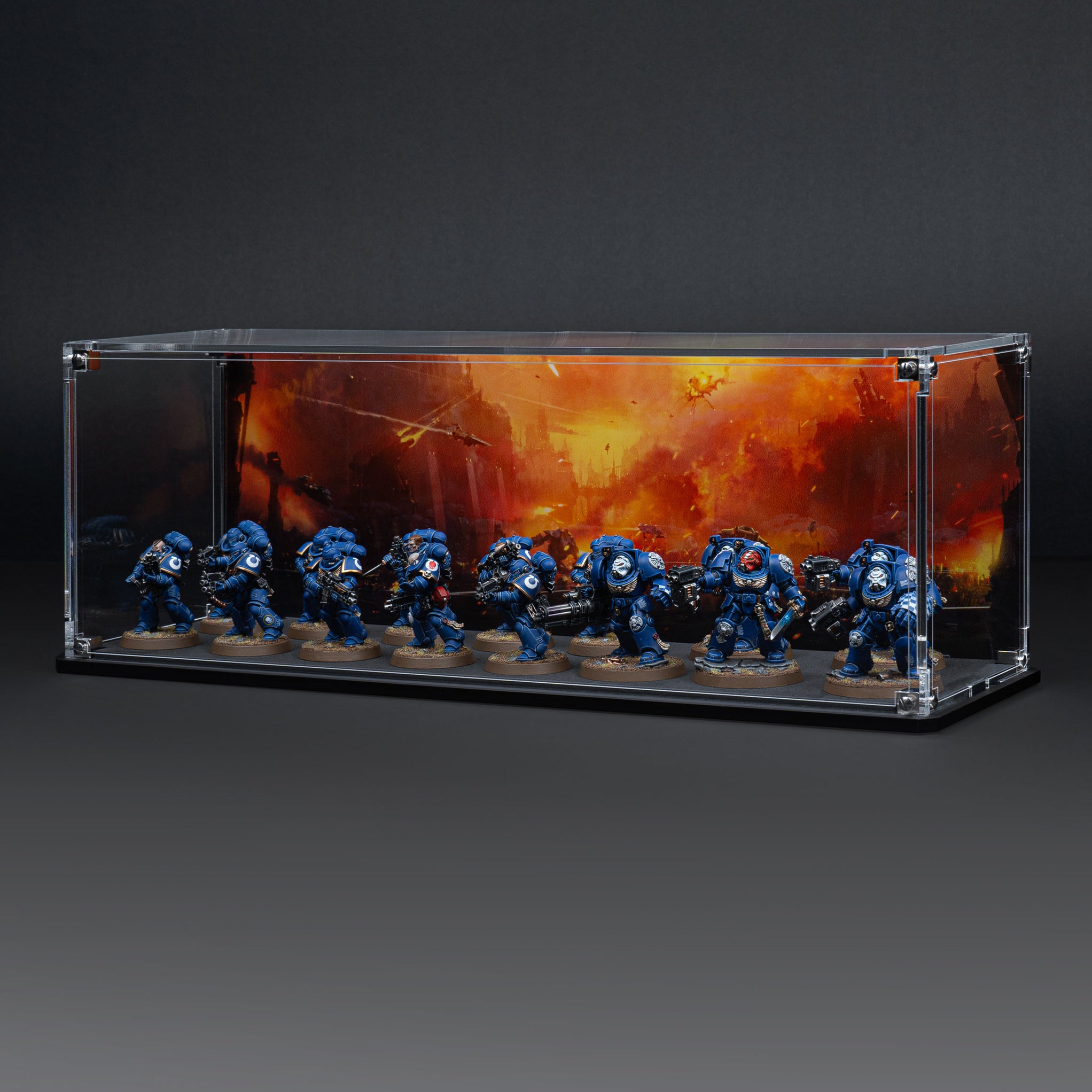 Display Case for Warhammer Squad with Endless War Background — Wicked Brick