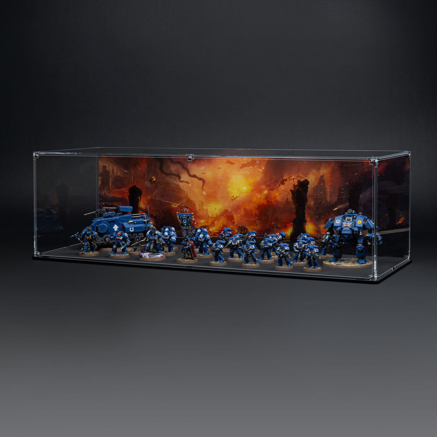 Display Case for Warhammer Army with Endless War Background — Wicked Brick