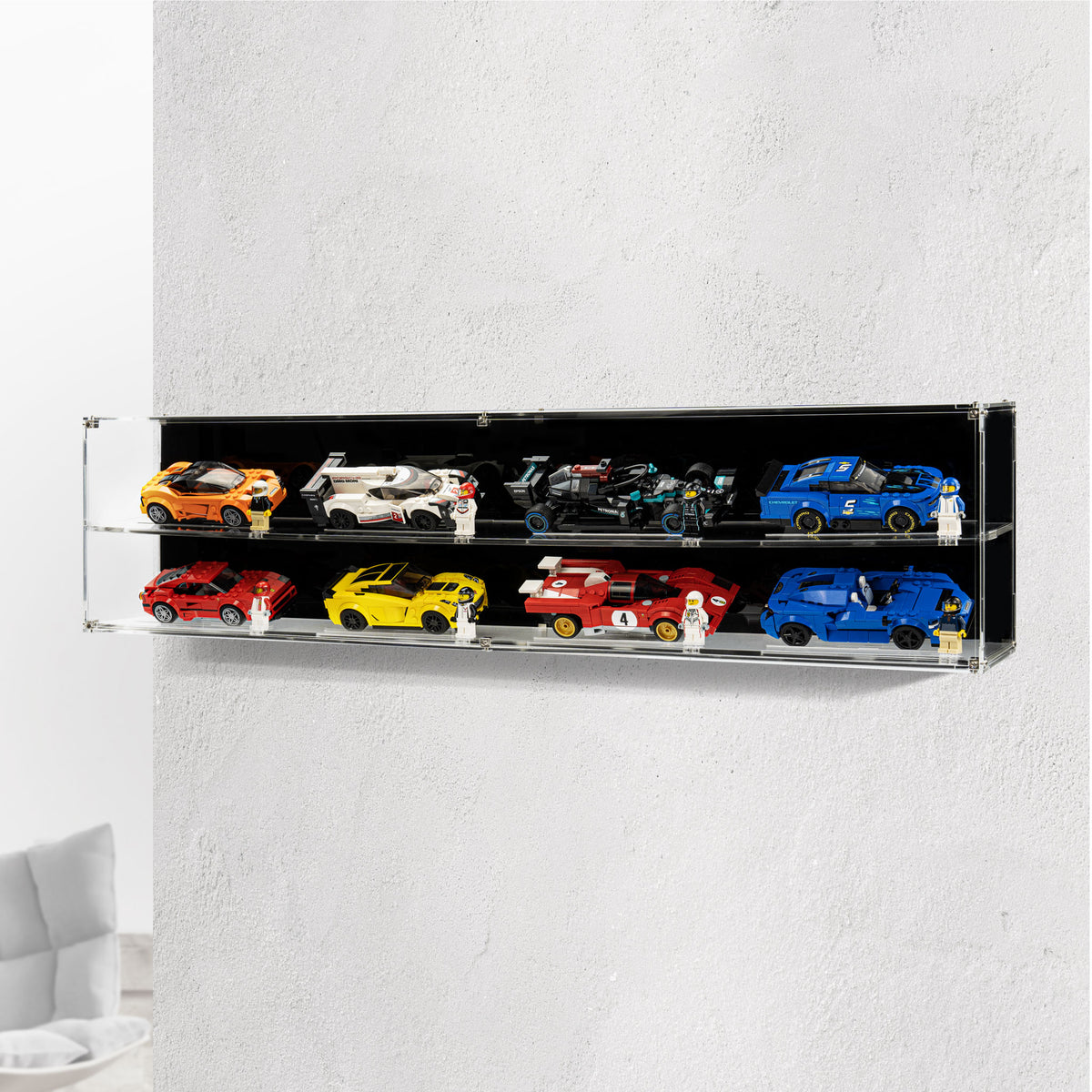 Wall Mounted Display Case for 8x LEGO Speed Champions Cars 2x4 — Wicked ...